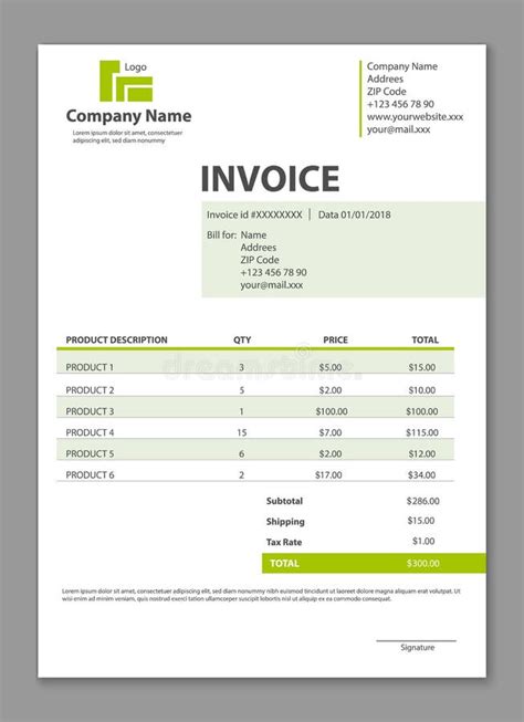Creative Illustration Of Invoice Form Template For Your Billing Isolated On Transparent