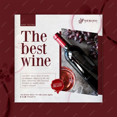 Free Vector Best Wine Tasting Event Square Flyer Template