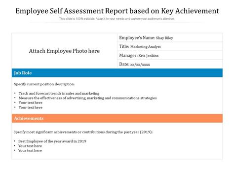 Employee Self Assessment Report Based On Key Achievement Presentation Graphics Presentation