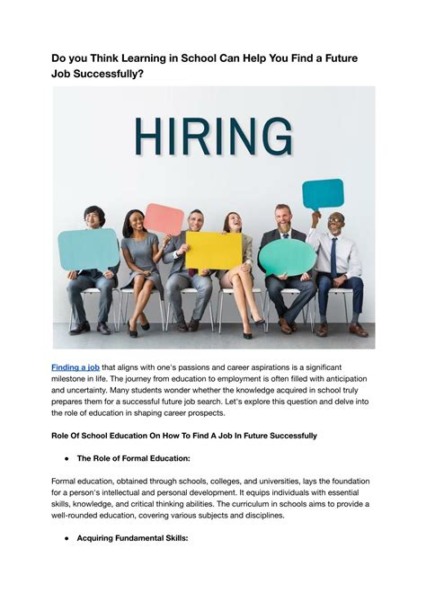 Ppt Finding A Job Do You Think Learning In School Help You Find A