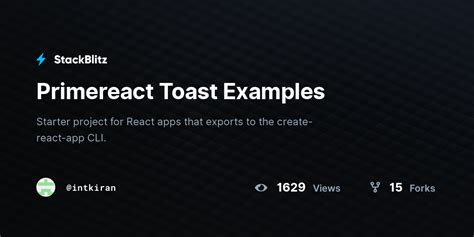 Primereact Toast Examples Stackblitz