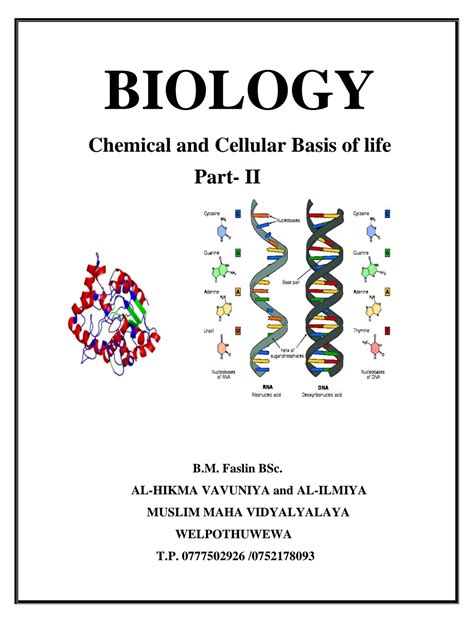 BIOLOGY Chemical Cellular Basis Of Life Unit Part By BM Faslin Sir BSc Reading