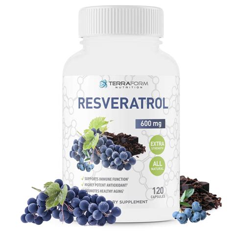 Resveratrol 1200mg Daily Extra Strength 2 Month Supply TerraForm