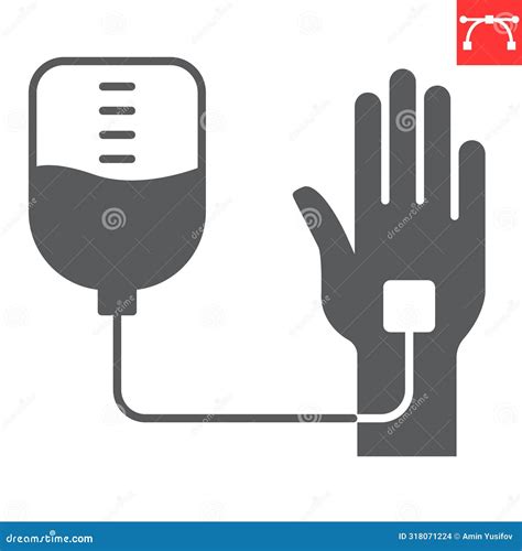 Intravenous Saline Drip Glyph Icon Stock Vector Illustration Of Tube