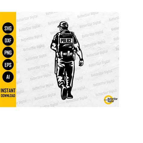Walking Police Officer Svg Cop T Shirt Vinyl Stencil Graph Inspire
