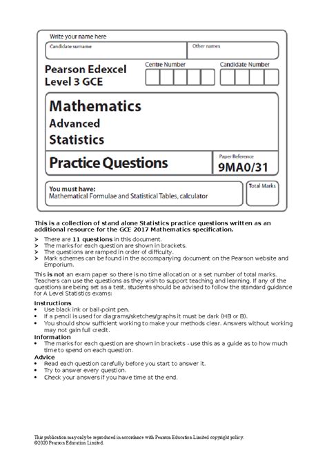 22a 9ma0 31 Statistics Practice Questions Full Set V2 Final This
