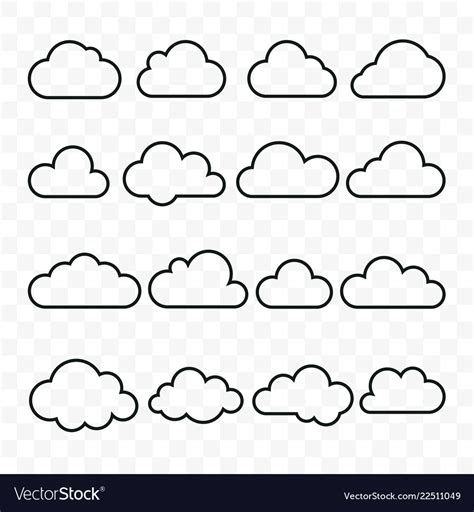 Clouds Line Art Web Icons Royalty Free Vector Image