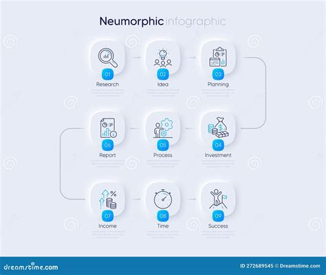 Neumorphic Business Step Flowchart Or Timeline Diagram Presentation