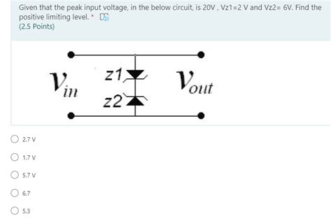 Solved Given That The Peak Input Voltage In The Below