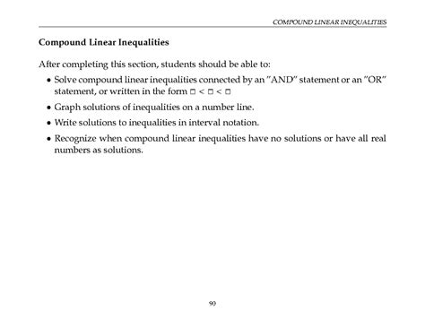 Compound Linear Inequalities Write Solutions To Inequalities In Interval Notation Recognize
