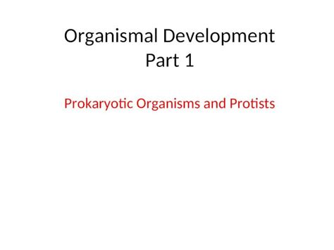 Ppt Organismal Development Part 1 Prokaryotic Organisms And Protists