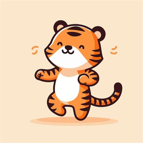 귀여운 아기 호랑이 만화 캐릭터 마스코트 프리미엄 벡터