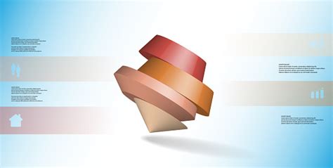 3d 그림 Infographic 템플릿입니다 라운드 국방부는 4 개의 주황색 부분에 분할 된다 개체는 비스듬히 파란색 흰색 바탕에 배열 간단한 표지판 색상 막대는 측면에