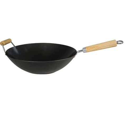 14″/36cm Heavy Gauge Non-Stick Carbon Steel Wok with Helper Handle ...