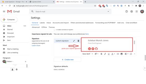 create a custom html css email signature