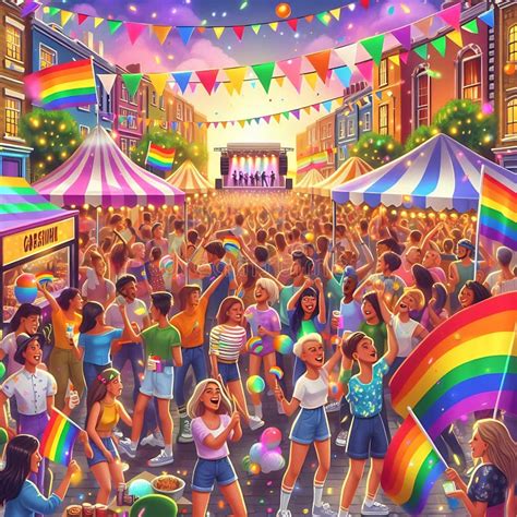 Crowd Of People Celebrate Lgbtq Pride Day In Festival Lgbtq Pride