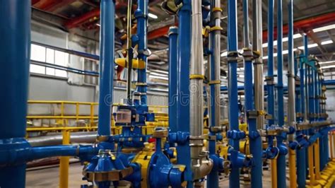 Valves In An Oil And Gas Processing Plants Pipeline System Concept