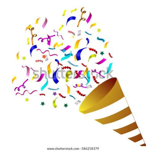 Exploding Party Popper Confetti Streamer On Stock Vector Royalty Free 586258379
