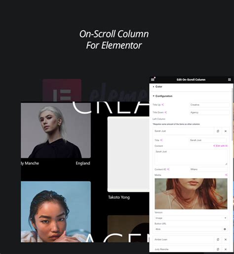 on scroll column for elementor