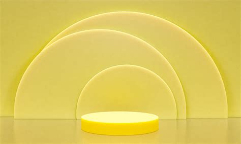 복사 공간 3d 렌더링 추상적 배경 디자인으로 미니멀리즘 스타일로 프리젠 테이션을 모의 노란색 색상 연단이있는 장면 0명에 대한 스톡 사진 및 기타 이미지 Istock