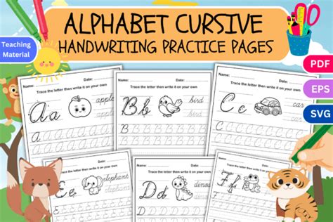Cursive Alphabet Handwriting Practice Graphic By Creative Zone Creative Fabrica
