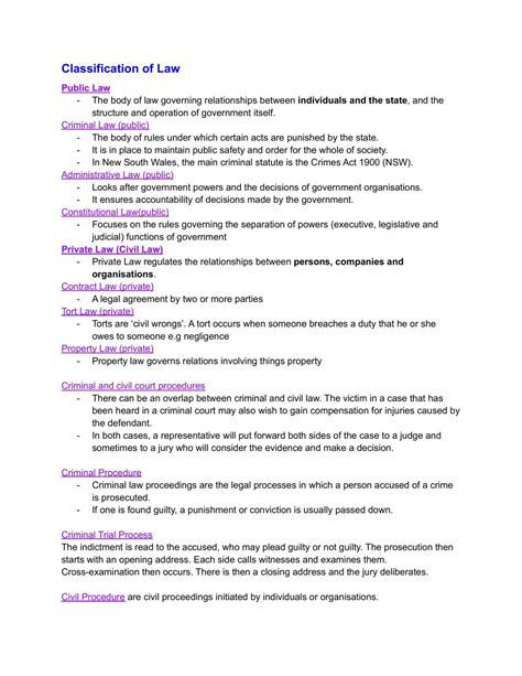 Legal Studies Prelim Full Year Notes Legal Studies Year 11 Hsc