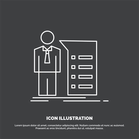 Business Explanation Graph Meeting Presentation Icon Line Vector