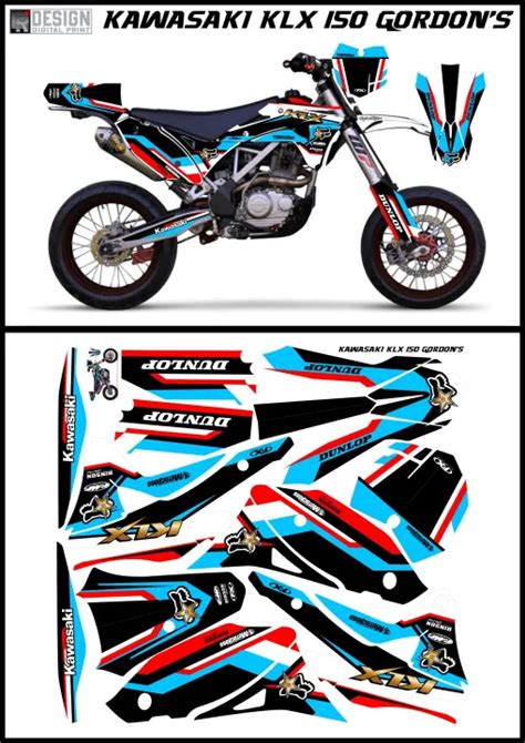 Sticker Decal Full Variasi Kawasaki Klx 150 Gordon Motip Grafis Gradasi