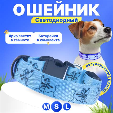 Ошейник светящийся для собак малых пород светодиодный Led синий