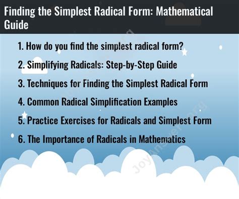 Finding The Simplest Radical Form Mathematical Guide
