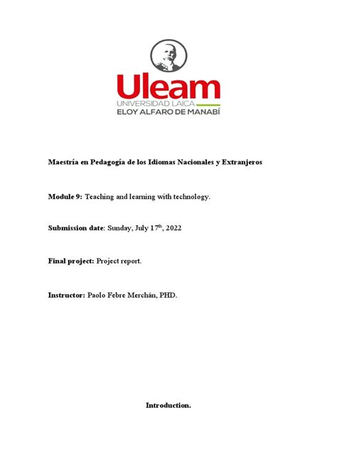 final project teaching and learning with technology pdf educational