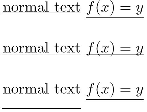 text decorations controling underline depth in math mode tex