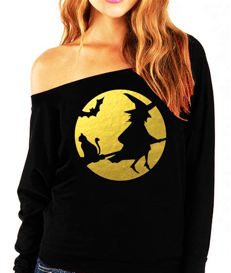 Witching Hour Halloween Slouchy Sweatshirt With Gold Foil Print