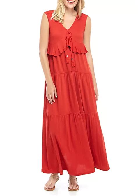 Joan Vass New York Tiered Gauze Maxi Dress Belk