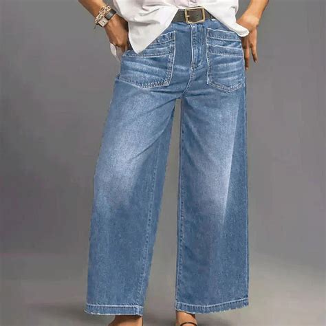 📢📢50 Off⏰womens Casual High Rise Wide Leg Jeans Homewore