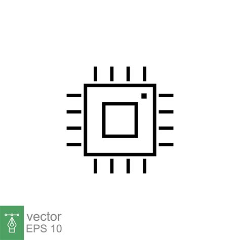 Icono De Microchip Estilo De Esquema Simple Procesador De Computadora Chip Logotipo De