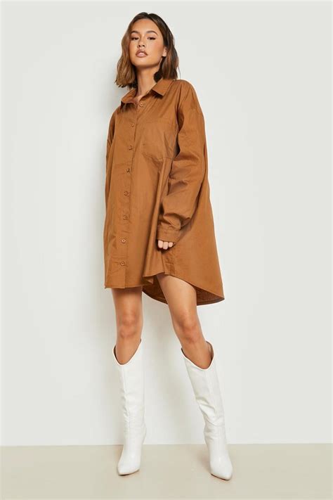 Pocket Detail Oversized Shirt Dress Boohoo Usa