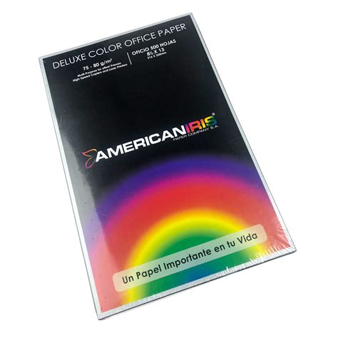 Papel Bond de Colores Tamaño Oficio AMERICANIRIS Hojas