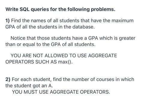 Solved Write SQL Queries For The Following Problems Find Chegg Com