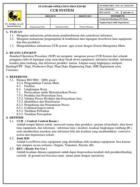 Sop Eng Ccr System Pdf