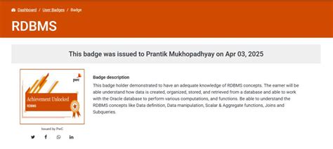 Databasefundamentals Pwc Microcertificate Sql Oracle Techskills… Prantik Mukhopadhyay