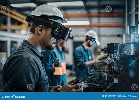Engineers Using Augmented And Mixed Vr Tools Ai Deep Learning And Industry 4 0 Advancements Stock