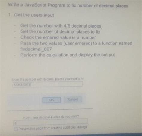 Solved Write A Javascript Program To Fix Number Of Decimal