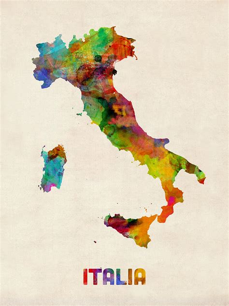 Italy Watercolor Map Italia Digital Art By Michael Tompsett Pixels