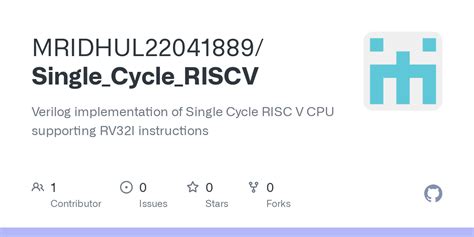 Github Mridhul22041889singlecycleriscv Verilog Implementation Of