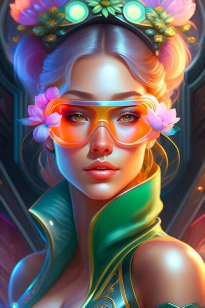 Premium Ai Image Digital Art Floral Cyborg Girl 6