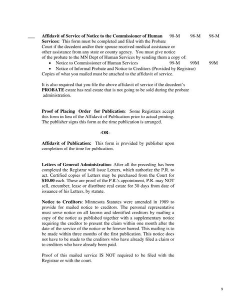 Minnesota Guide To Informal Probate Pdf Form Formspal