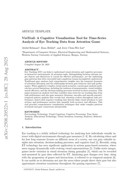Pdf Visitrail A Cognitive Visualization Tool For Time Series Analysis Of Eye Tracking Data