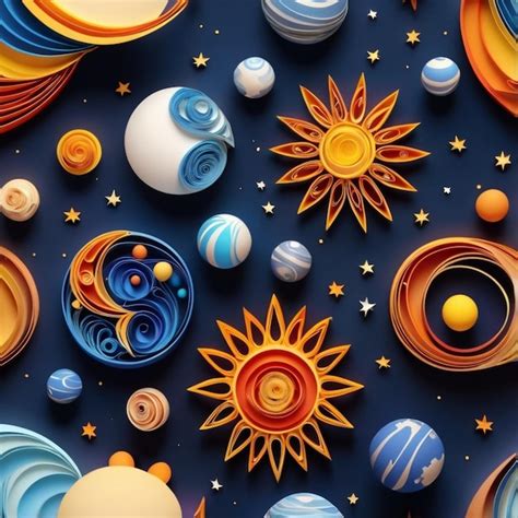 Abstract Paper Quilling Space Spacetime And Constellations Stars And