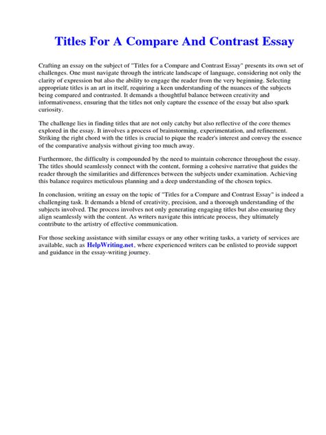 titles for a compare and contrast essay pdf twelfth night